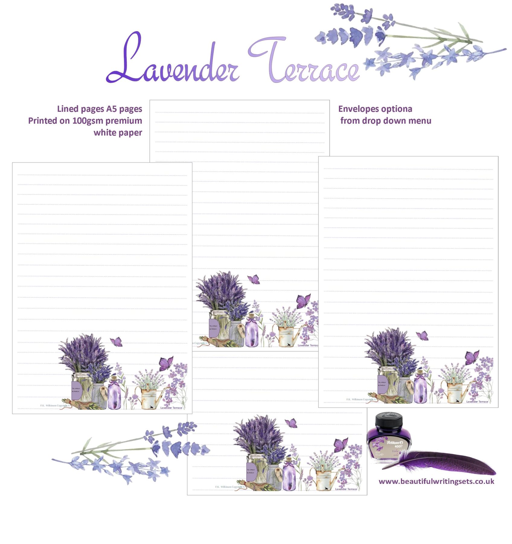 Lavender Terrace - Beautiful Writing Sets