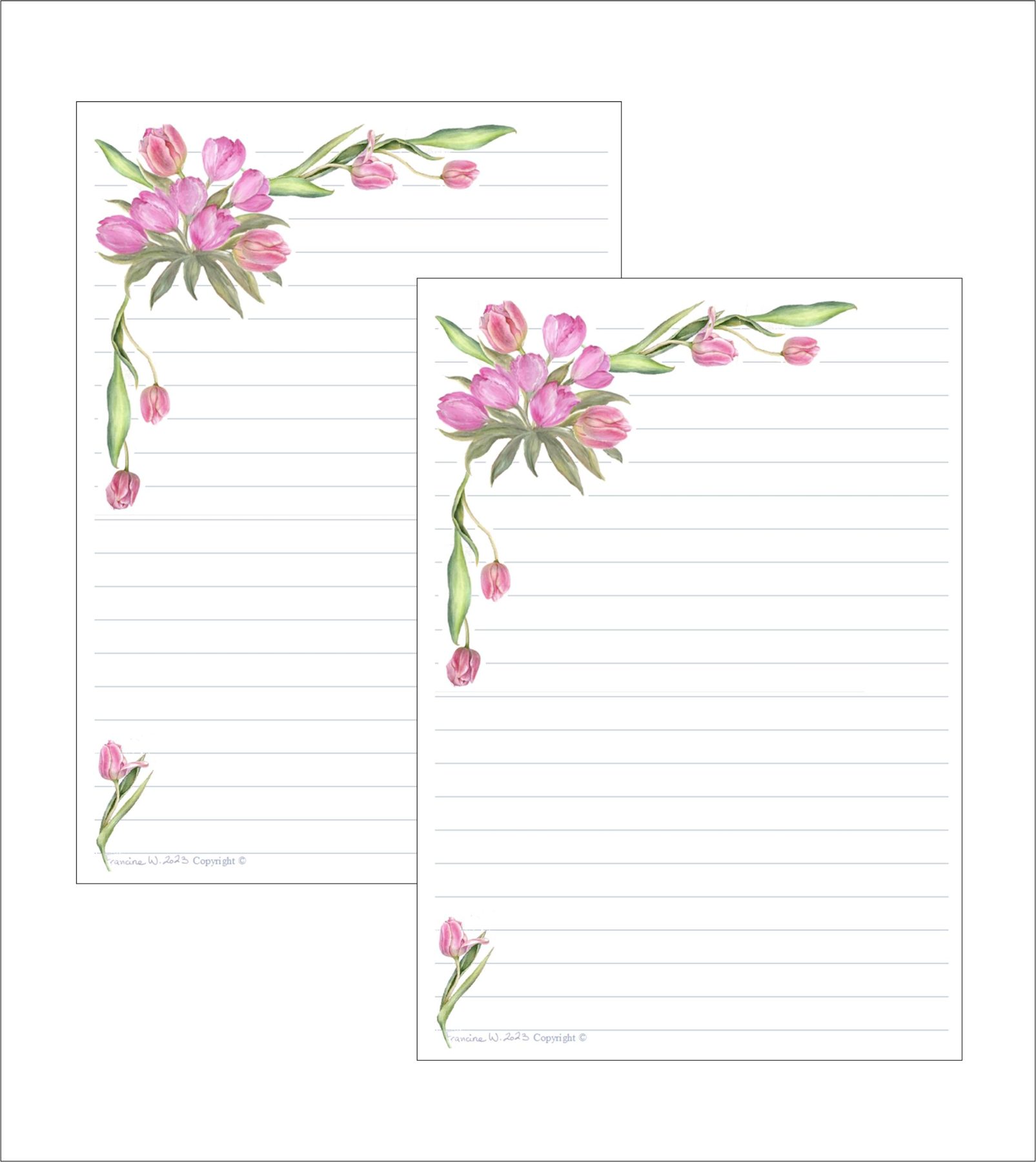 Pink Tulips - Beautiful Writing Sets