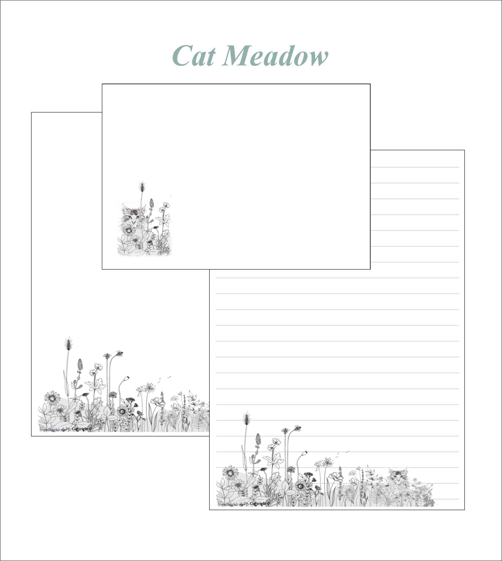 Cat Meadow - Beautiful Writing Sets