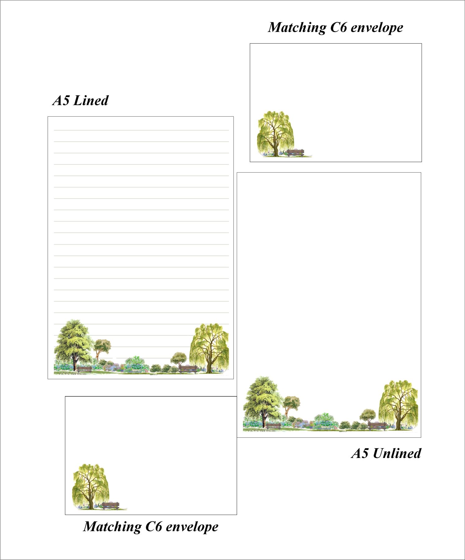 Park Bench - Beautiful Writing Sets