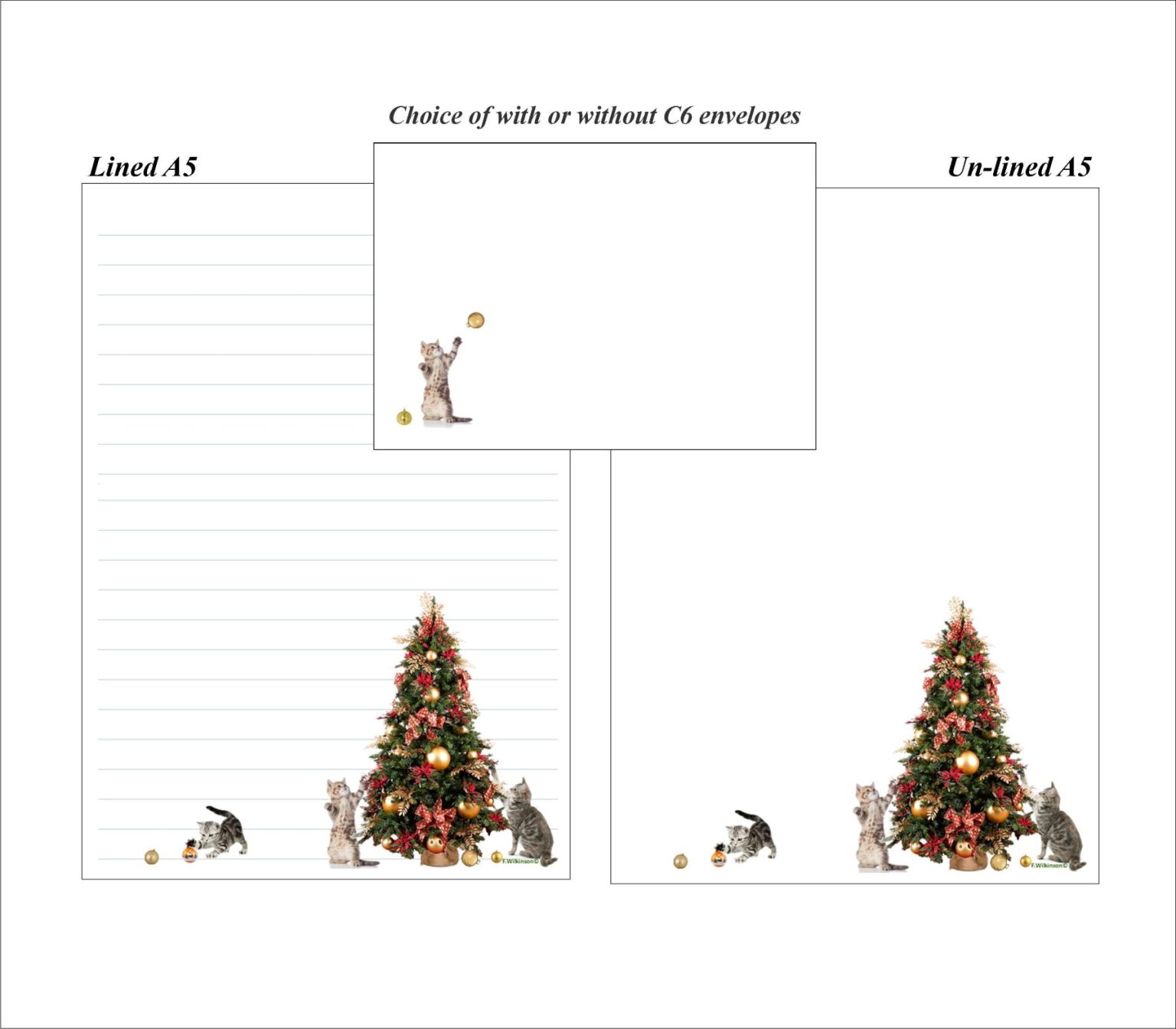 Cats having fun at Christmas - Beautiful Writing Sets