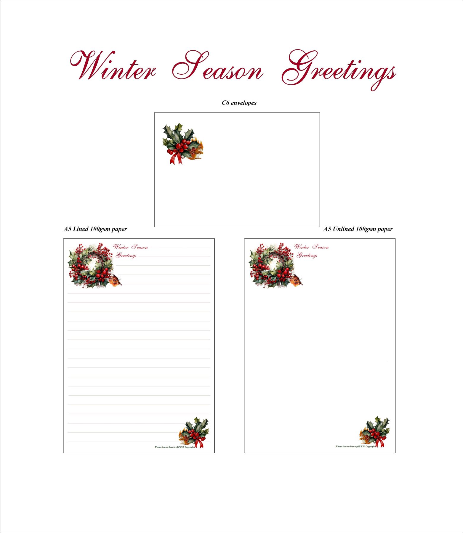 Winter Season Greetings - Beautiful Writing Sets