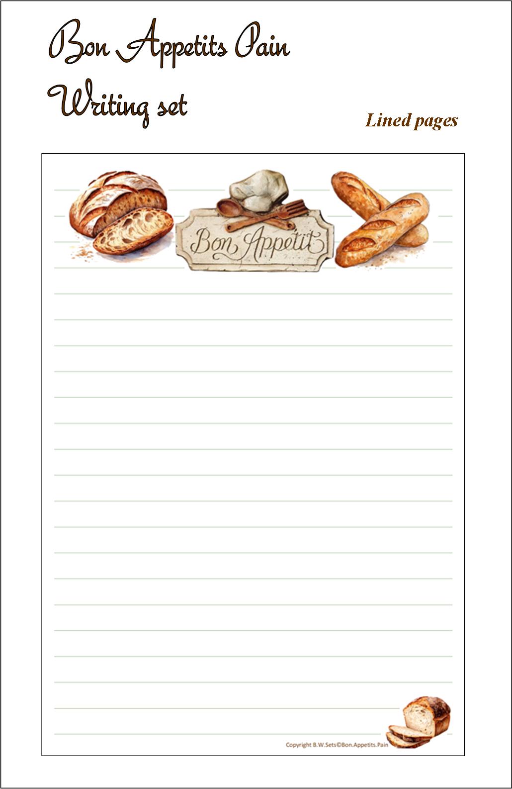 Kitchen's Bon Appetits Pain (bread) - Beautiful Writing Sets