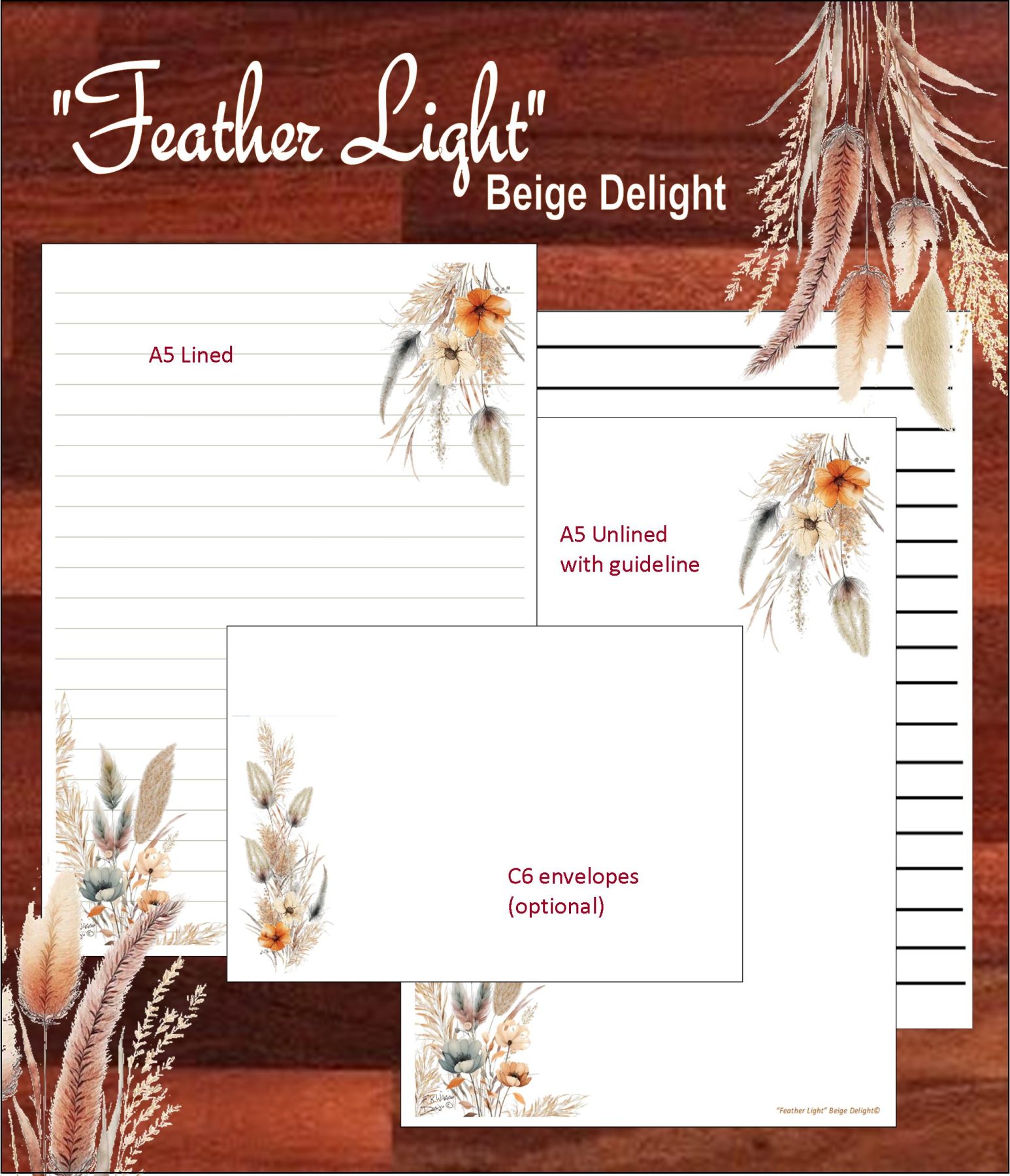 'Feather Light' - Beige delight - Beautiful Writing Sets