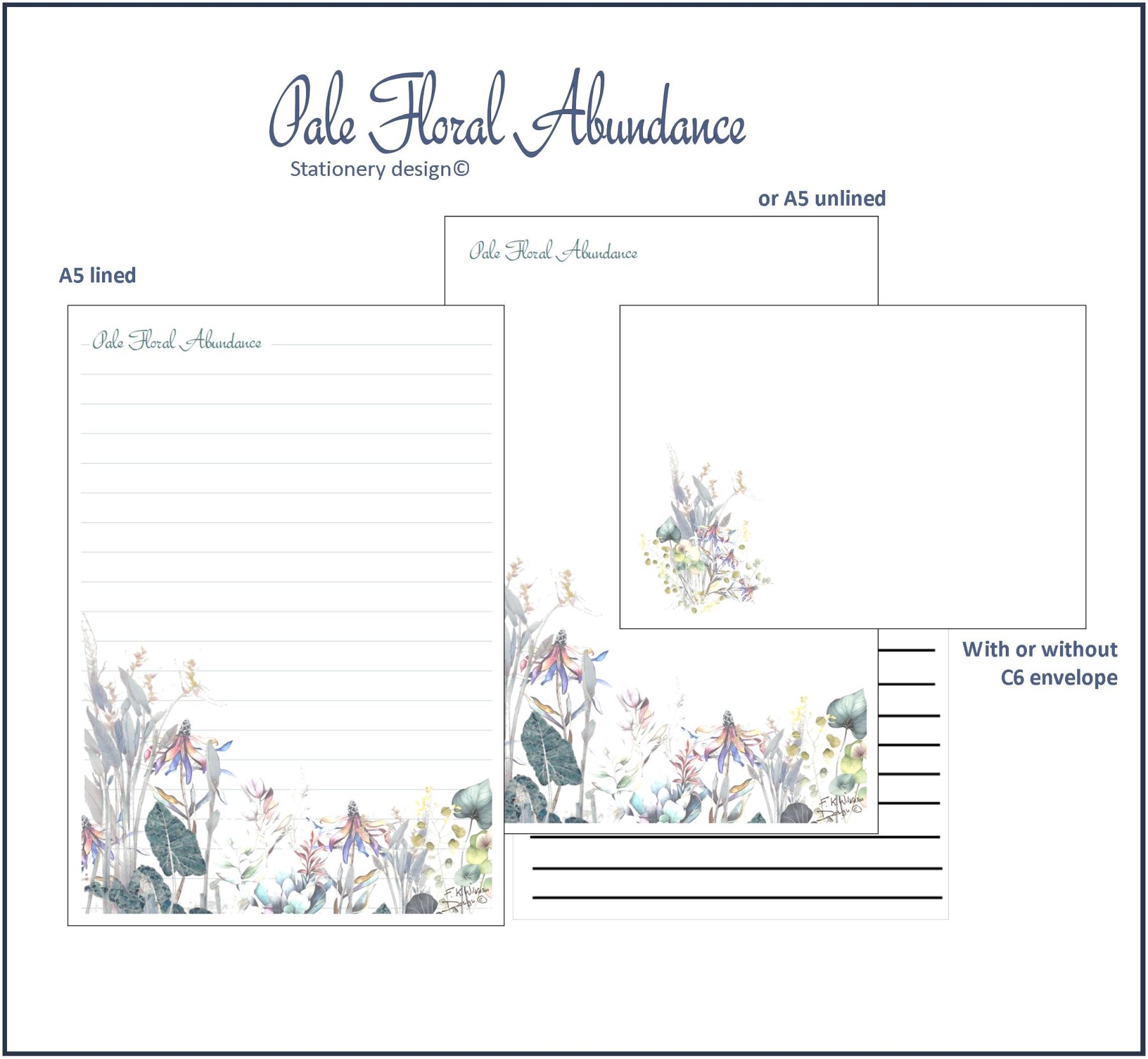 Pale Floral Abundance - Beautiful Writing Sets