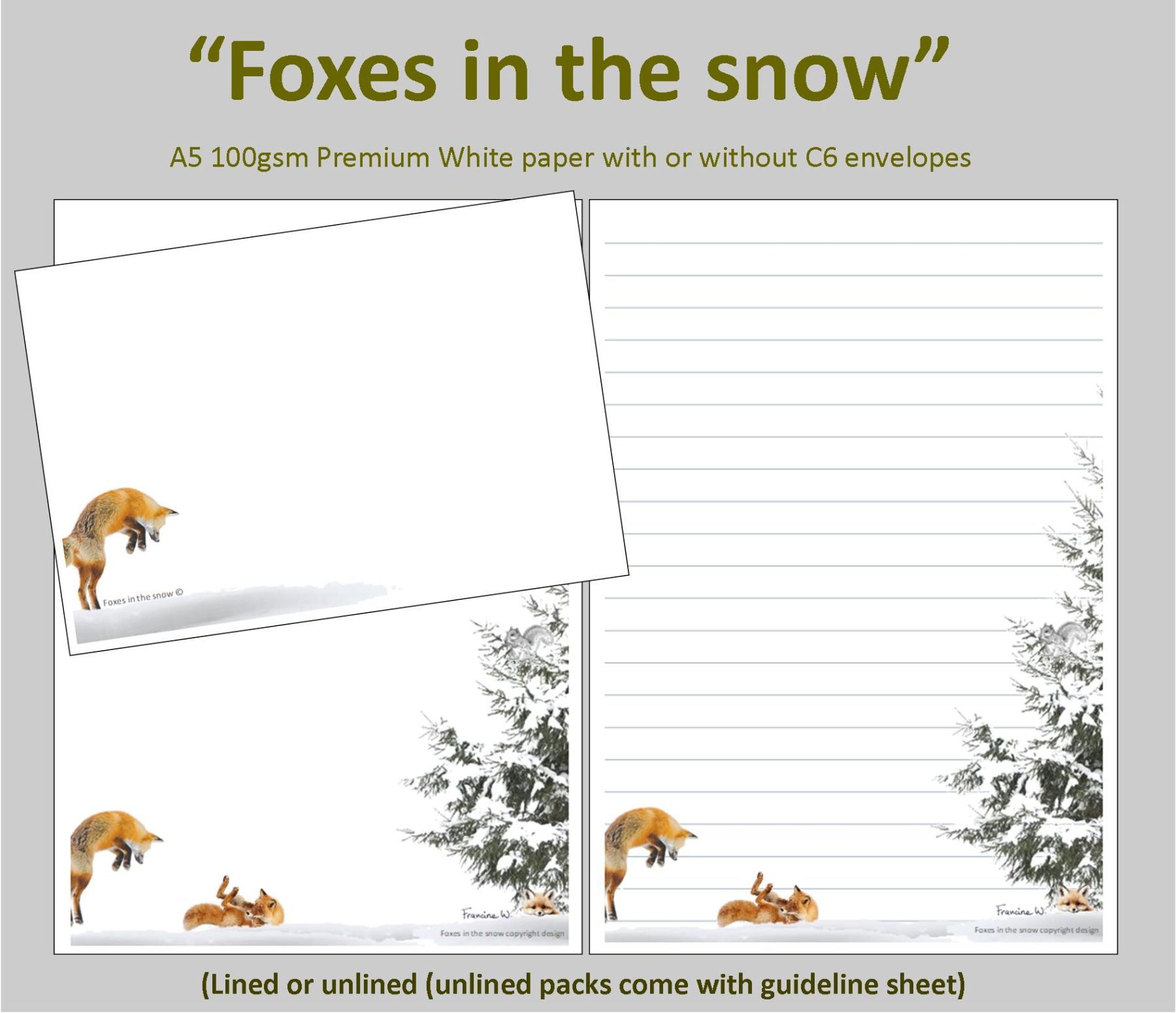 "Foxes in the snow" - Beautiful Writing Sets