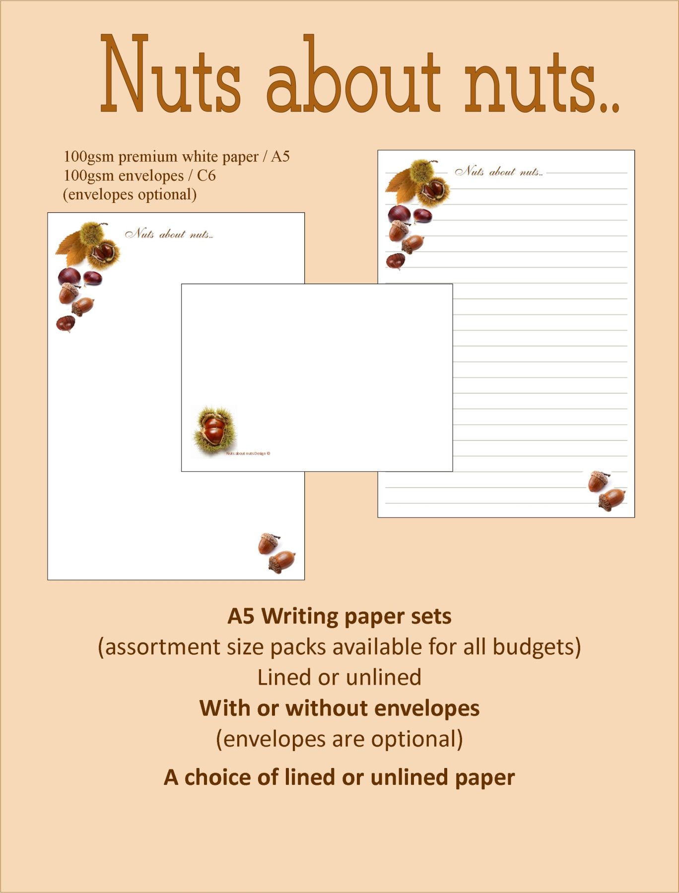 "Nuts about nuts" - Beautiful Writing Sets