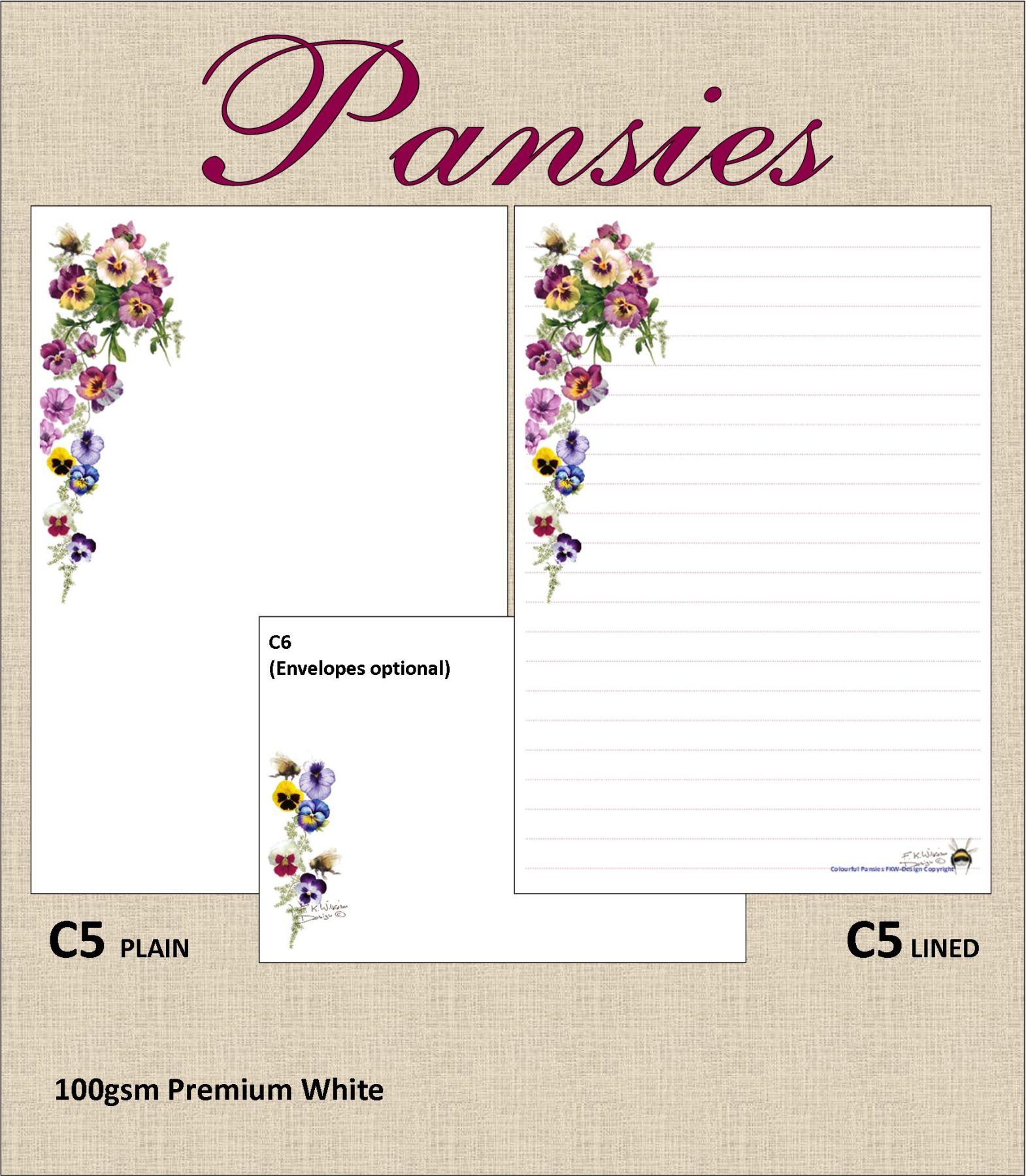 "Pansies" - Beautiful Writing Sets