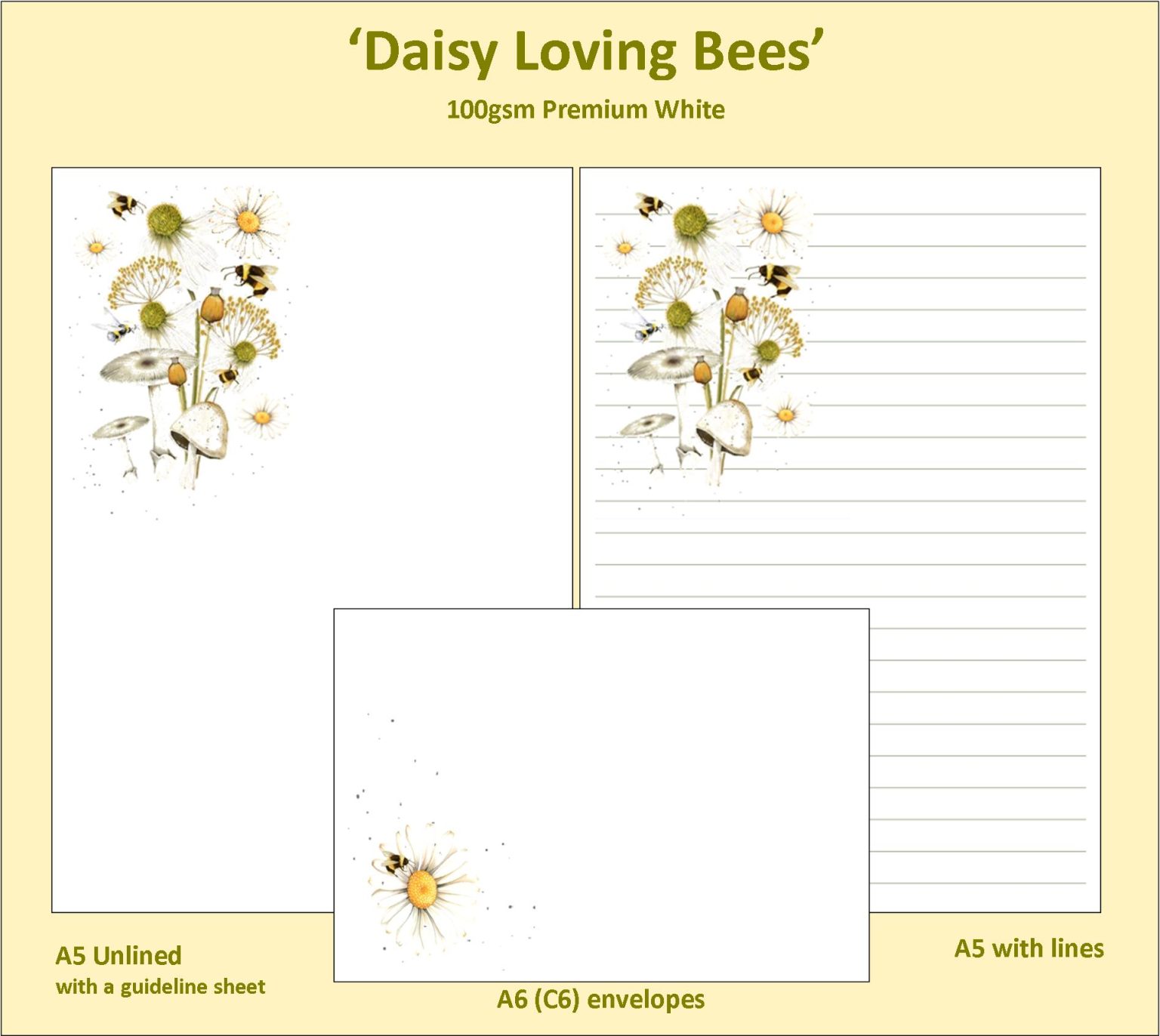 'Daisy Loving Bees' - Beautiful Writing Sets
