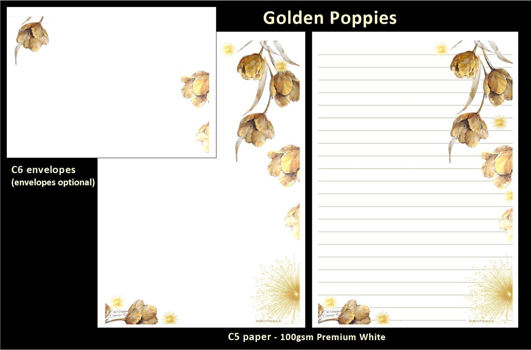 'Golden Poppies' - Beautiful Writing Sets