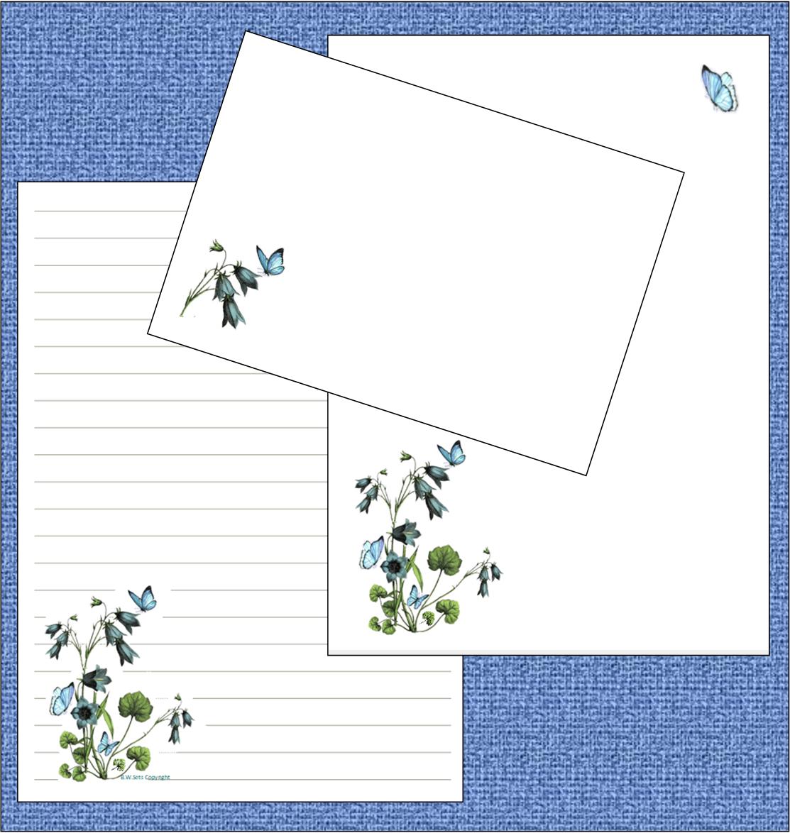 'Bluebell Flowers & Butterflies' - Beautiful Writing Sets