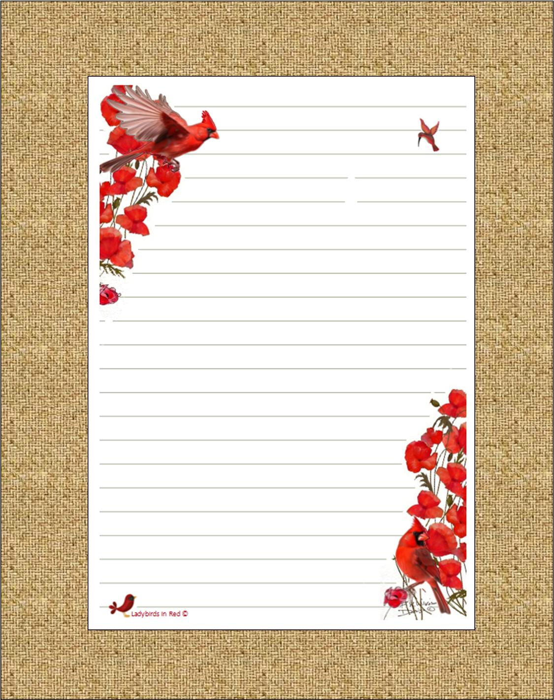 'Bird Ladies in Red' - Beautiful Writing Sets