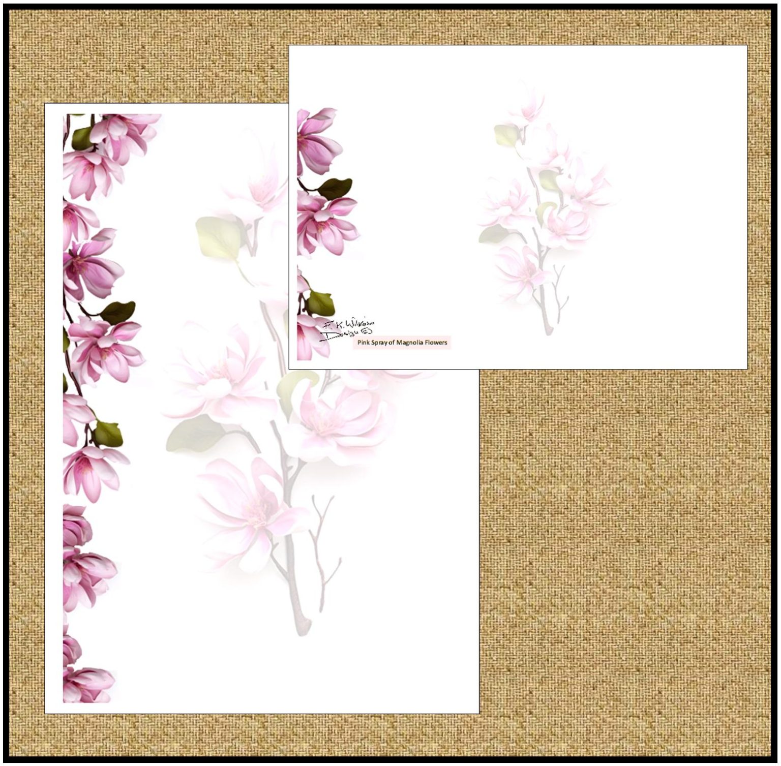 "Magnolia Pink Flower Spray" - Beautiful Writing Sets